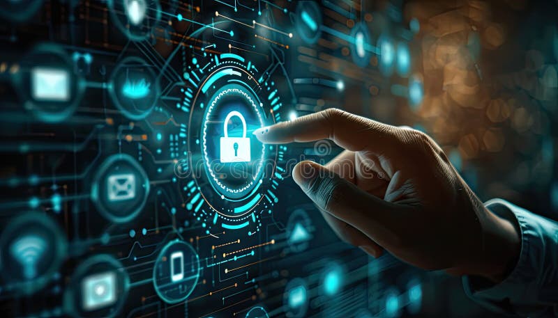 Futuristic Cybersecurity Interface Activation Stock Photo - Image of ...