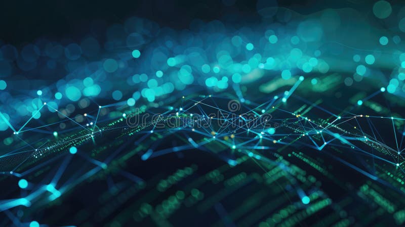 Futuristic Cybersecurity Network with Blue and Green Digital Nodes ...
