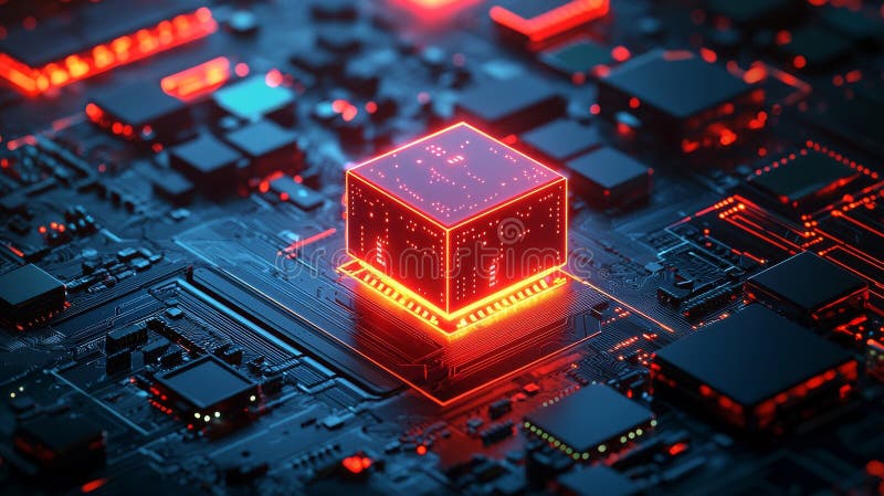 Glowing AI-powered Robot Hand Holding Futuristic Microchip Representing ...