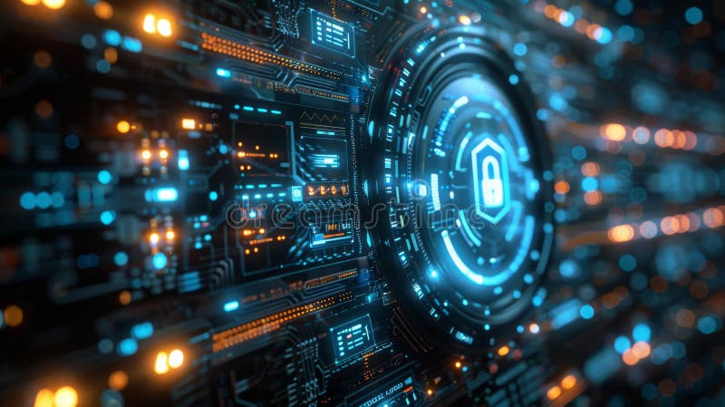 Futuristic Cybersecurity Technology Background - Generative AI Stock ...