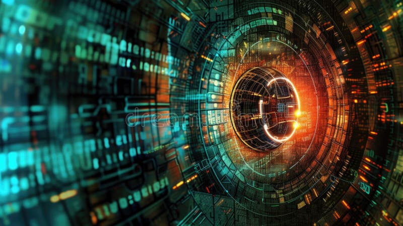 Futuristic Cyberspace Background, Cyber Security Sphere in Abstract ...