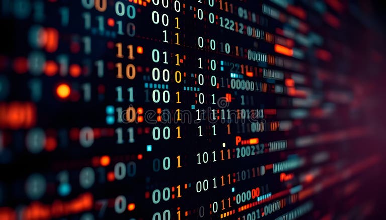 A Futuristic Cyberspace with Binary Code, Matrix Background with Digits, Programming Code ...