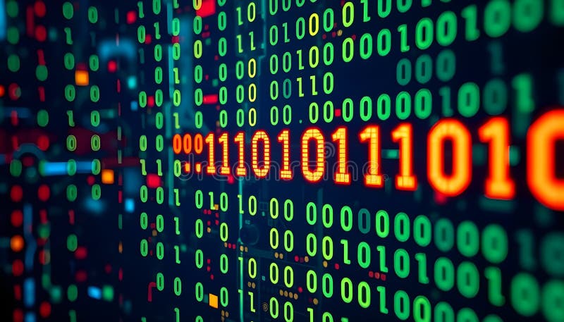 A Futuristic Cyberspace With Binary Code Matrix Background With Digits Programming Code