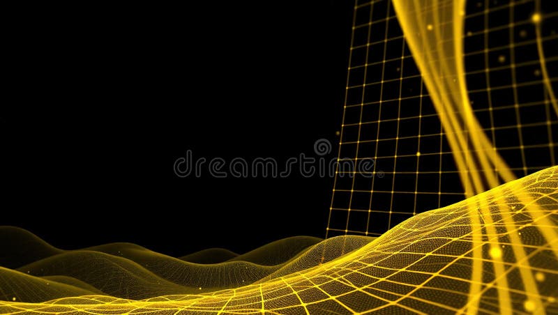 Futuristic Cyberspace Landscape Abstract 3D Render Featuring a Yellow ...
