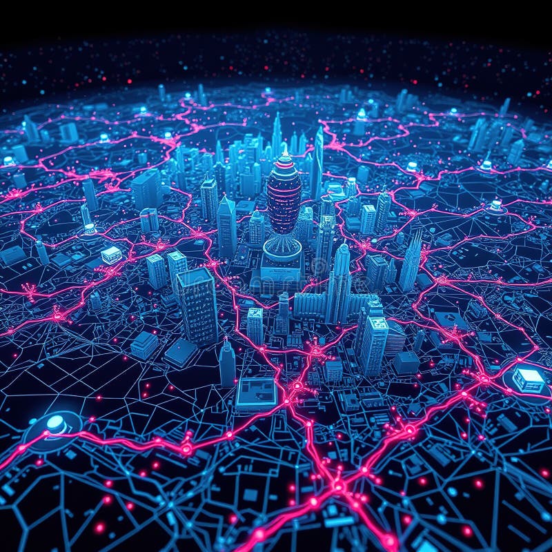 Futuristic Cyberspace Map a Visual Exploration of Digital Warfare and ...