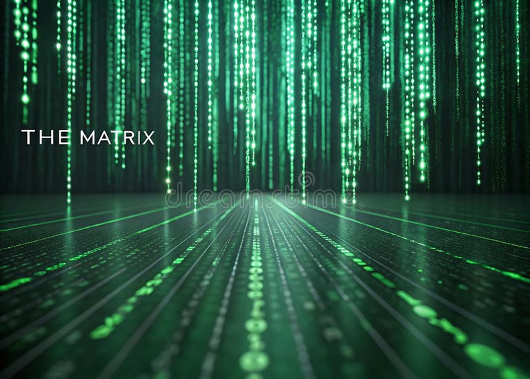 A Futuristic Cyberspace-style Backdrop with Animated Green Code Flowing ...