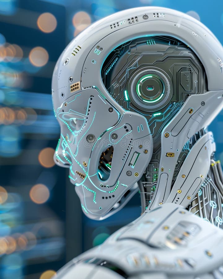 Futuristic Cyborg with Advanced Circuitry Stock Illustration ...