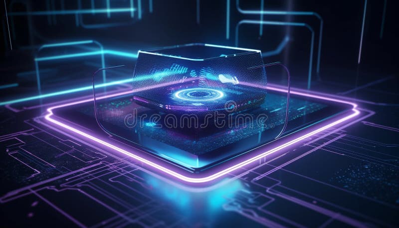 Futuristic Cyborg Controls Glowing Nightclub Security System Generated ...