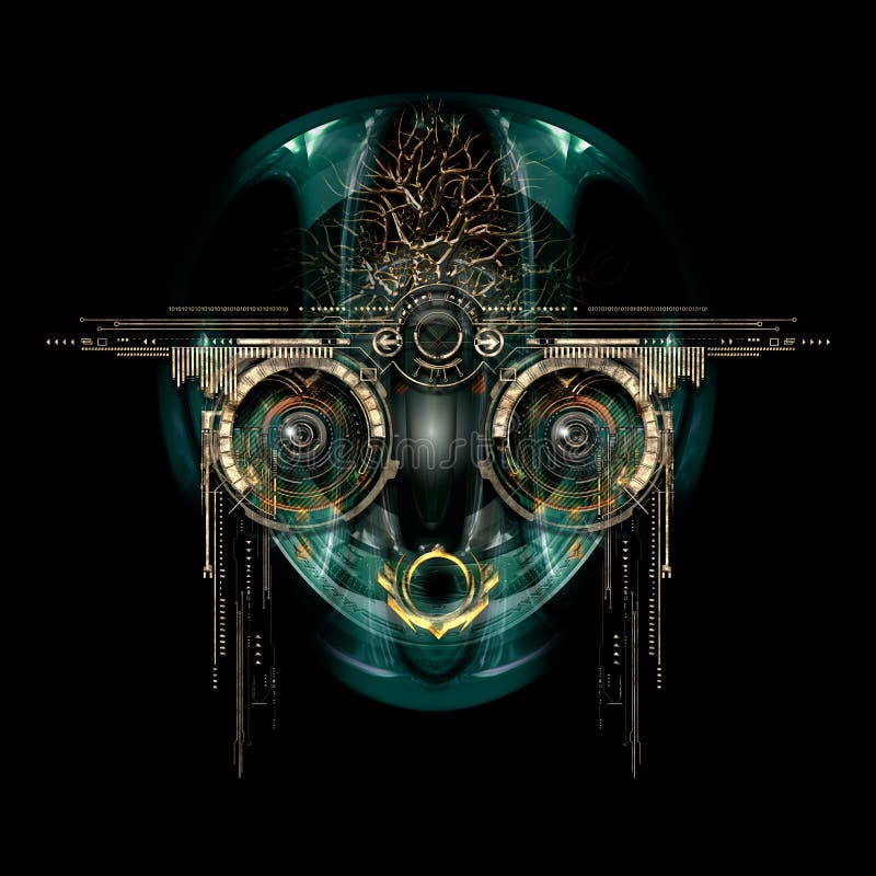 Futuristic Cyborg Face, 3D Illustration Stock Illustration ...