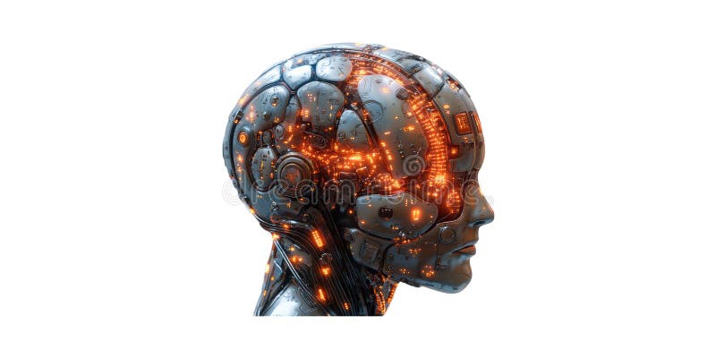 Futuristic Cyborg Head with Illuminated Circuitry. Advanced Ai and ...