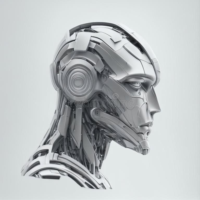 Futuristic Cyborg Head Side View. 3D Rendering Stock Illustration ...