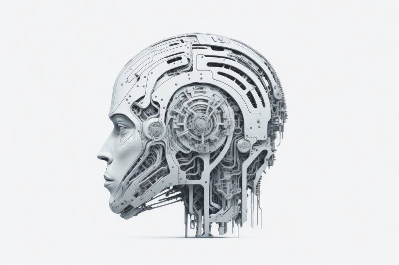 Futuristic Cyborg Head Side View. 3D Rendering Stock Illustration ...