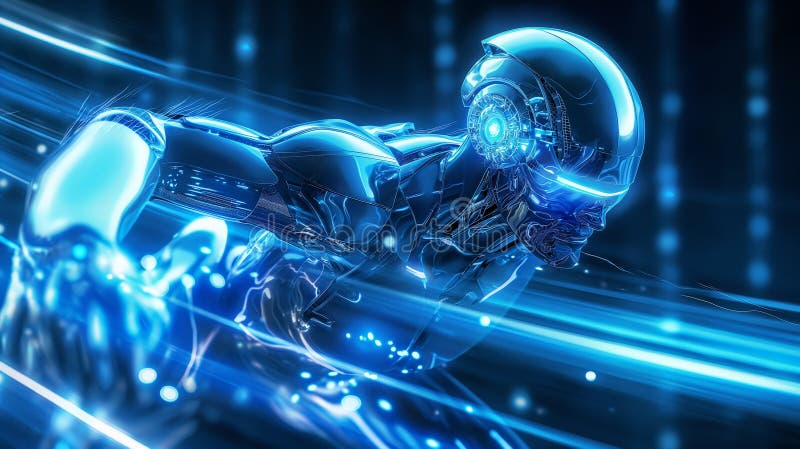Futuristic Cyborg in Motion Stock Image - Image of concept, sleek ...