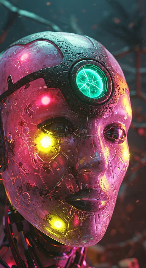 Futuristic Cyborg with Neon Lights and Circuitry in a Sci-fi Setting ...