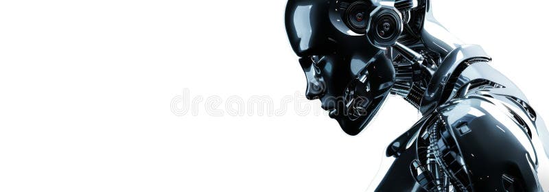 Futuristic Cyborg Profile with High-Tech Components and Metallic ...