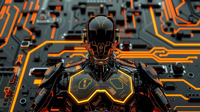 Cyborg with Graphic Display Stock Photo - Image of automaton, digital ...