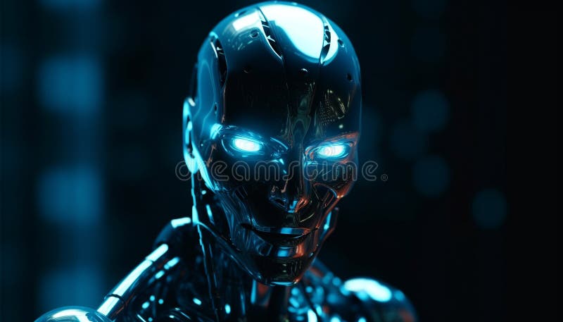 Futuristic Cyborg with Robotic Arm Smiling for Camera Generated by AI ...