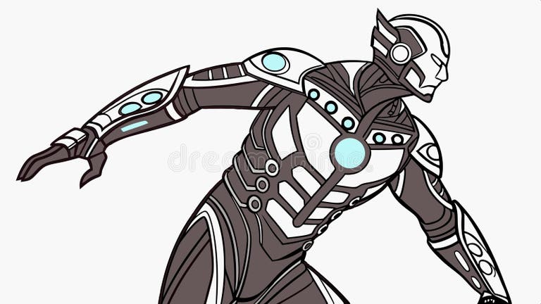 Futuristic Cyborg Silhouette, Sci,fi Character Robot Design Vector ...