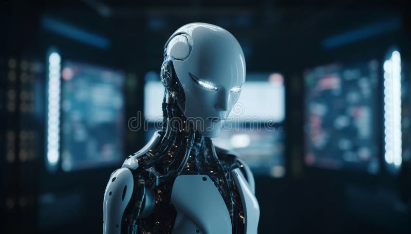 Futuristic Cyborg Uses Robotic Arm To Work on Computer Machinery ...