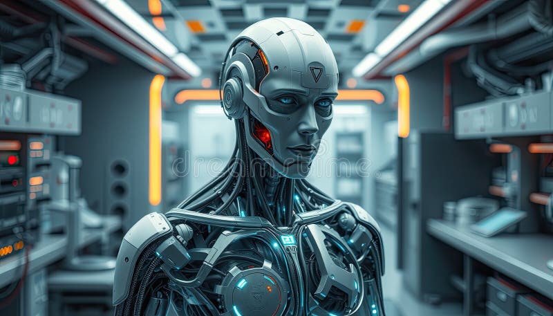 Futuristic Cyborg Portrait.a Glimpse into the Future of Robotics Stock ...