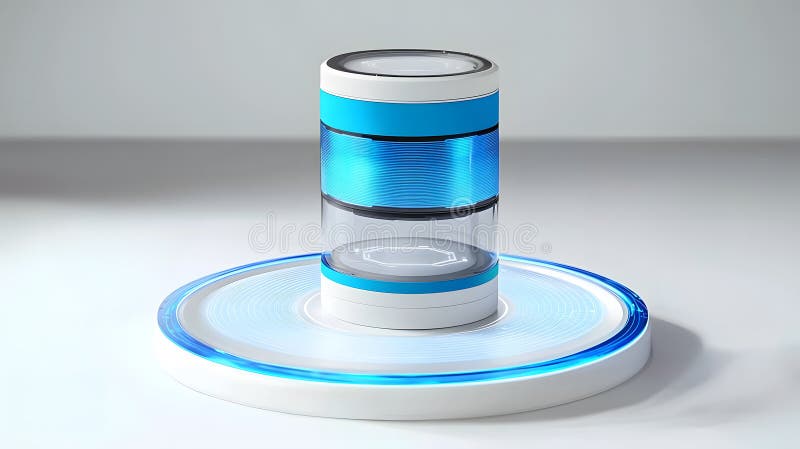 Futuristic Cylindrical Device with Blue Accents Stock Illustration ...
