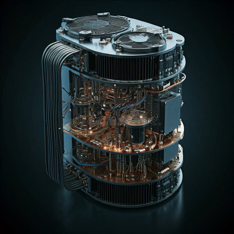 A Futuristic, Cylindrical Device with Exposed Internal Components ...