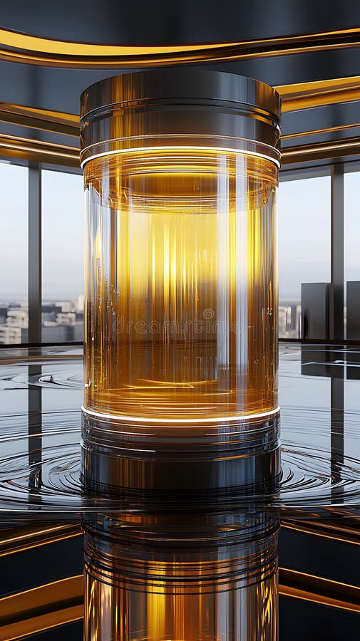 Futuristic Cylindrical Display in Modern Setting Stock Photo - Image of ...