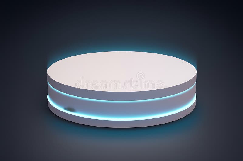 Futuristic Cylindrical Display Platform with Neon Lighting Stock ...