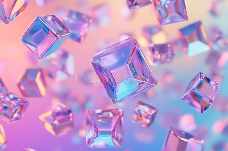 A Futuristic 3D Abstract Background Displaying an Endless Array of Floating, Translucent ...