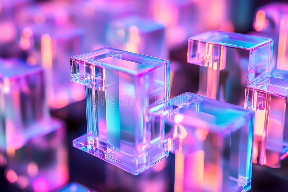 A Futuristic 3D Abstract Background Displaying an Endless Array of Floating, Translucent ...