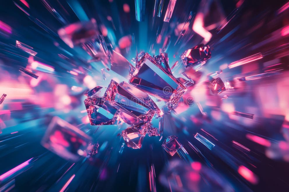 A Futuristic 3D Abstract Background Featuring an Explosion of Geometric ...