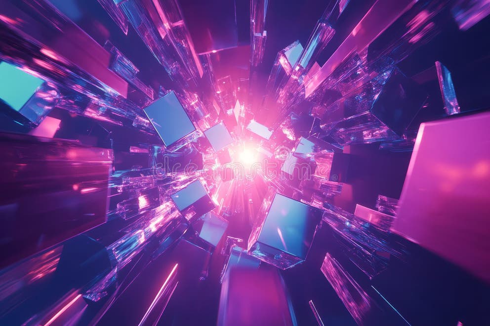 A Futuristic 3D Abstract Background Featuring an Explosion of Geometric ...