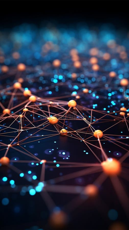 Futuristic 3d Abstraction Cyber Data Flow Network Connection Blockchain Concept Stock