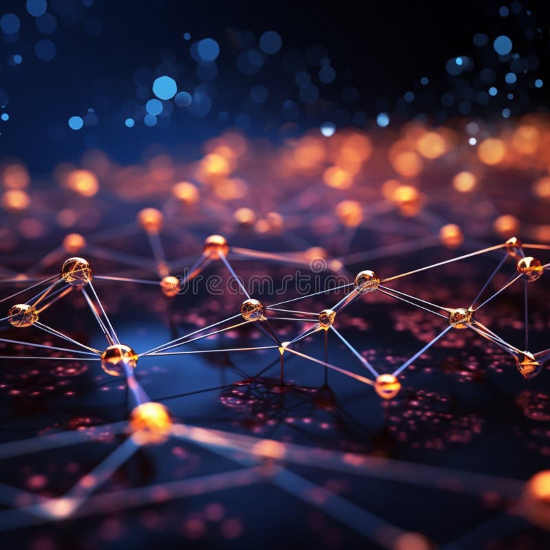 Futuristic 3d Abstraction Cyber Data Flow Network Connection Blockchain Concept Stock