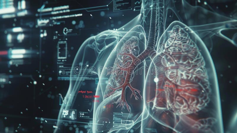 Futuristic 3d Animation of the Human Respiratory System Lungs and ...