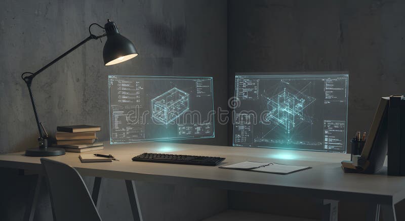 Futuristic 3D Architectural Design Workspace: Innovative Technology and ...