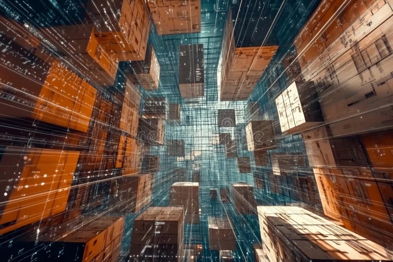 Futuristic 3D Architectural Intersection Imagined Urban Skyline and ...