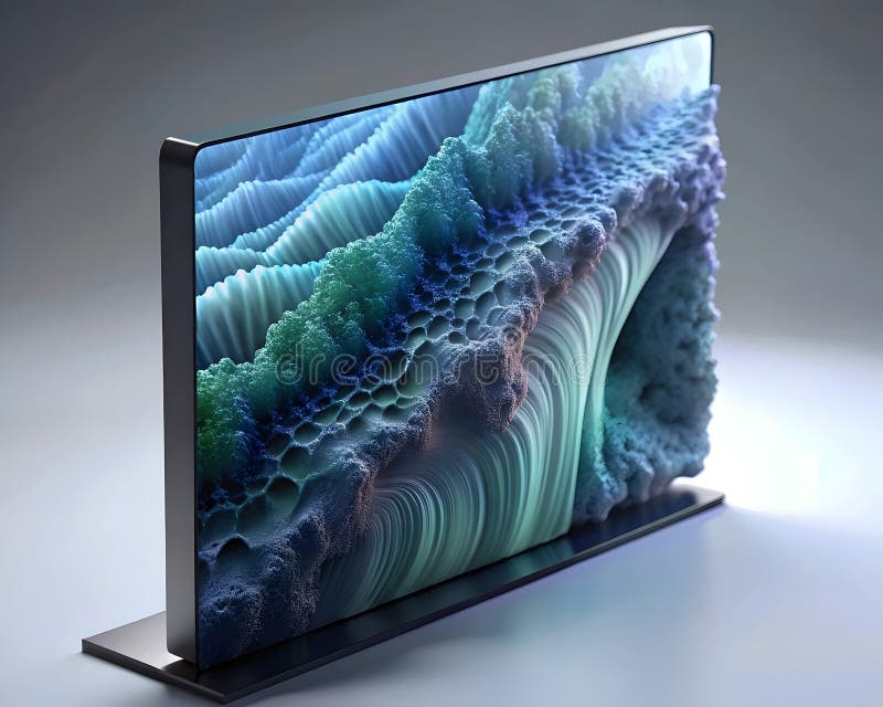 Futuristic 3D Art Displayed on High-Definition Screen Stock ...