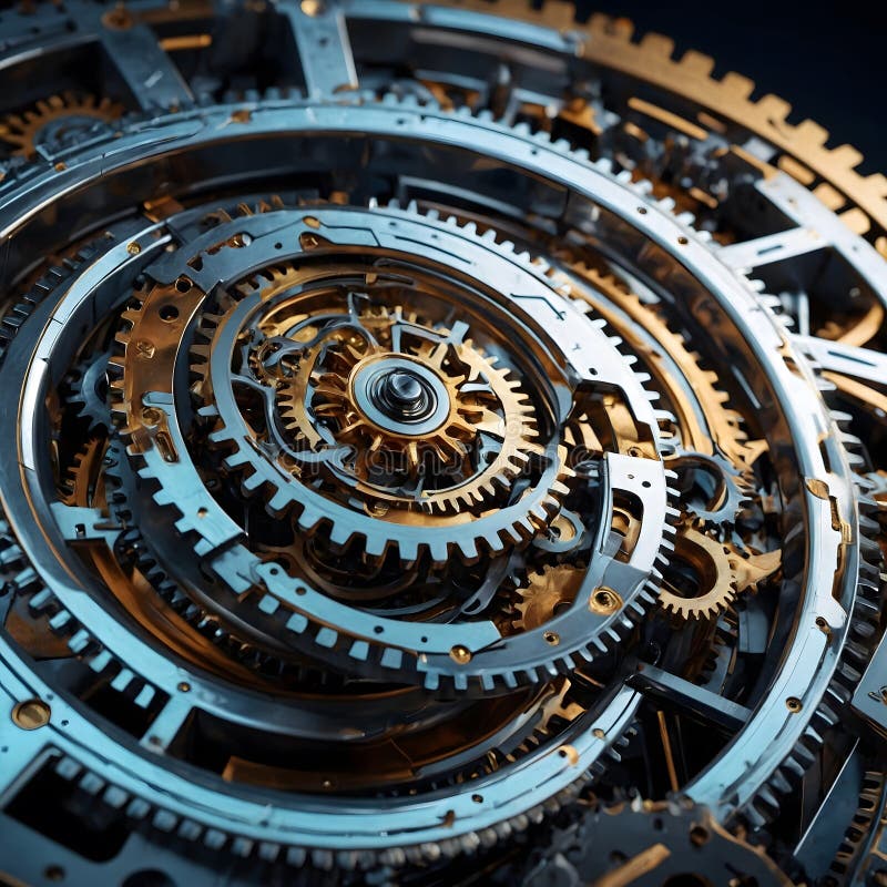 Futuristic 3D Artwork with Dynamic Rotating Gears and Sleek Mechanical ...