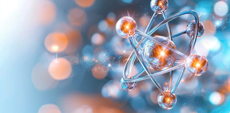 Futuristic 3D Atom Structure Rendering for Science and Technology ...