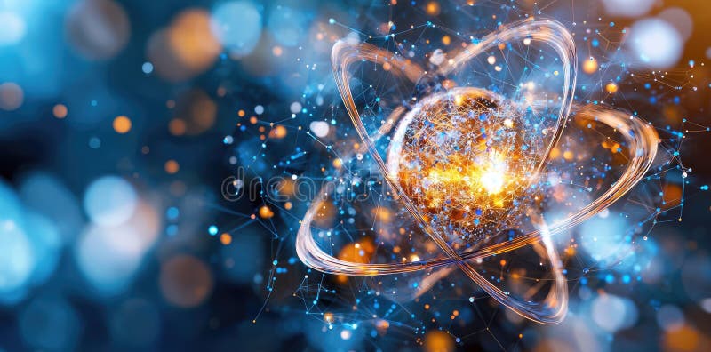 Futuristic 3D Atom Structure Rendering for Science and Technology ...