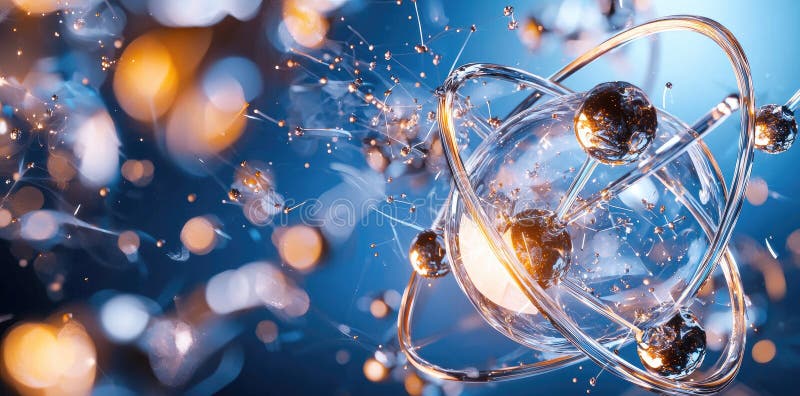 Futuristic 3d Atom Structure Rendering Science Technology Concepts ...