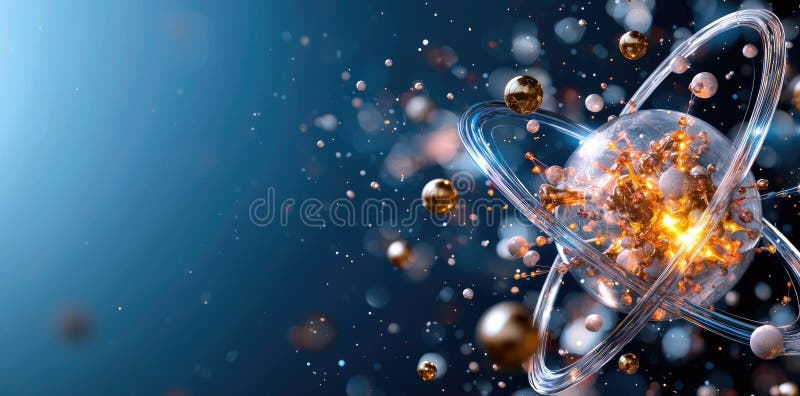 Futuristic 3D Atom Structure Rendering for Science and Technology ...