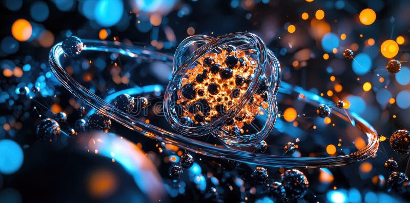 Futuristic 3D Atom Structure Rendering for Science and Technology ...