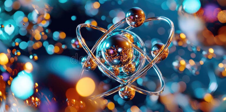 Futuristic 3D Atom Structure Rendering for Science and Technology ...