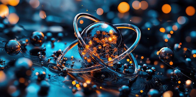 Futuristic 3D Atom Structure Rendering for Science and Technology ...