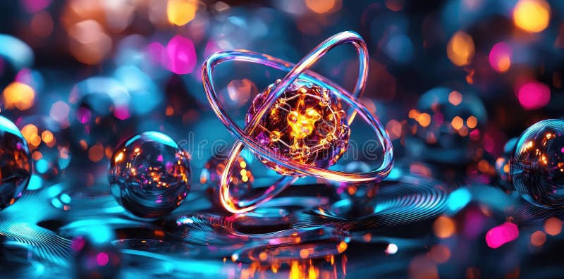 Futuristic 3D Atom Structure Rendering for Science and Technology ...