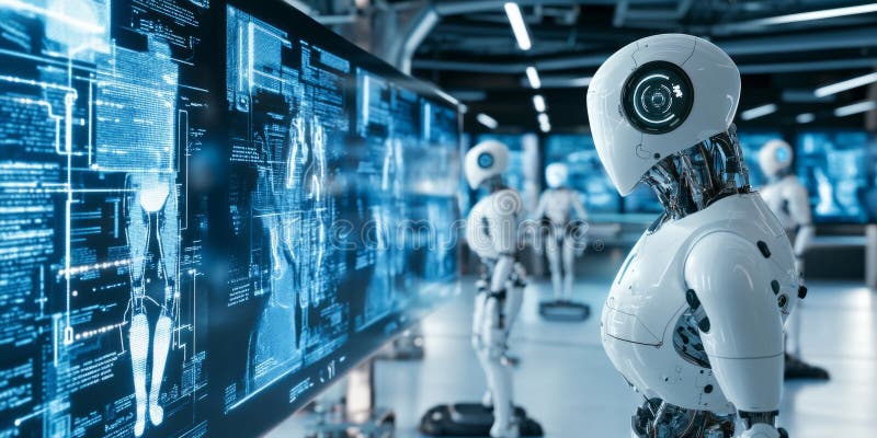 A Futuristic 3D Background of an Advanced Robotics Research Facility ...