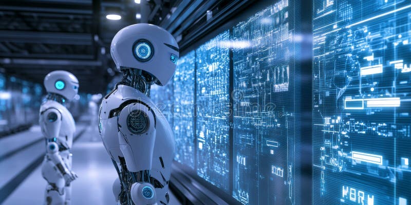 A Futuristic 3D Background of an Advanced Robotics Research Facility ...