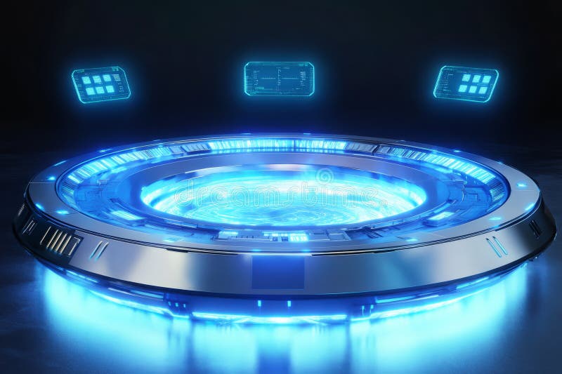 A Futuristic 3D Background of an Advanced Teleportation Chamber. the ...